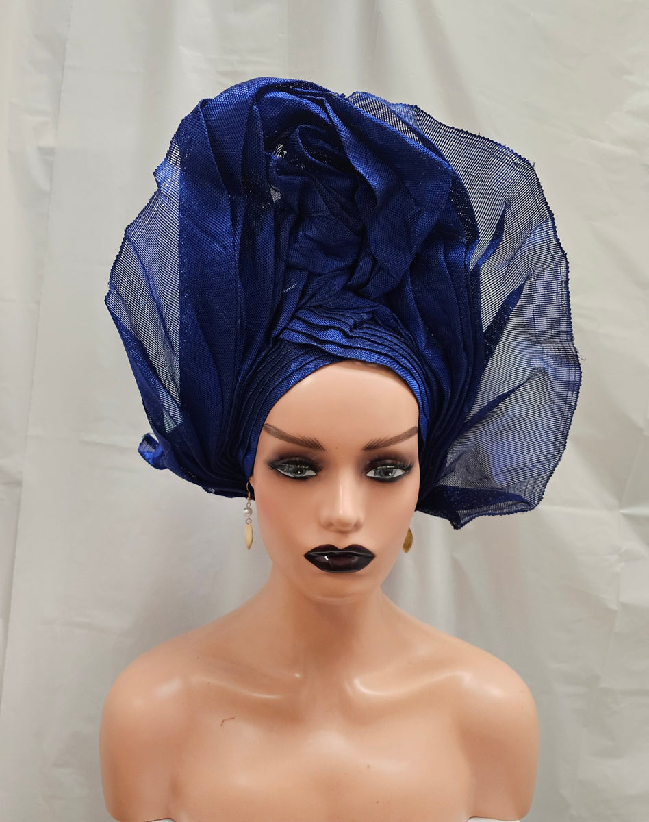 Pre tie Royal blue Auto Gale Headtie – Ladybee