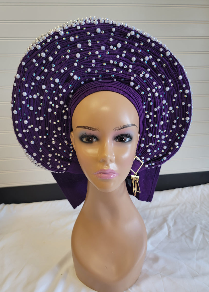 Classic Purple Auto Gele Ready-Made – Ladybee
