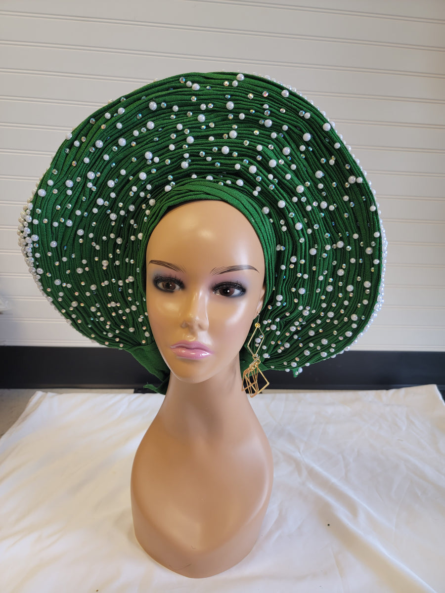 Classic Green Auto Gele Ready-Made – Ladybee